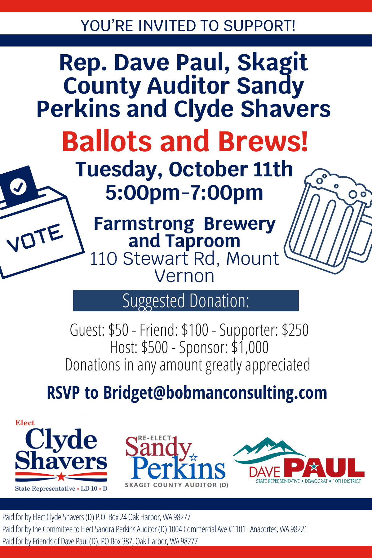 Ballots and Brews! – Rep. Dave Paul, County Auditor Sandy Perkins and Clyde Shavers